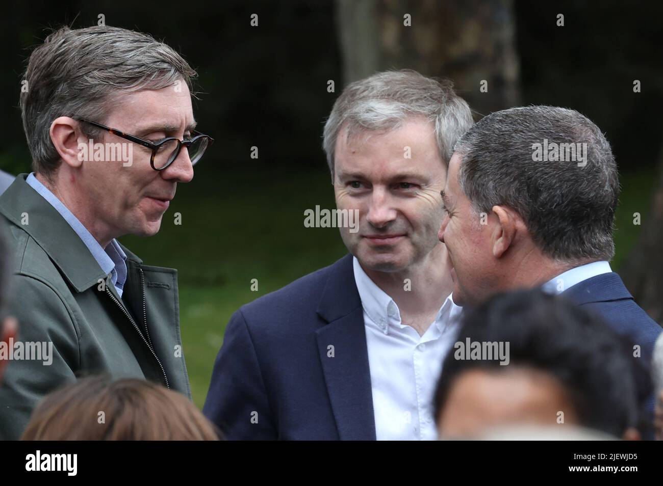 Ed McCann (left) and Eoin Brannigan talking to Dominic Fitzpatrick ...