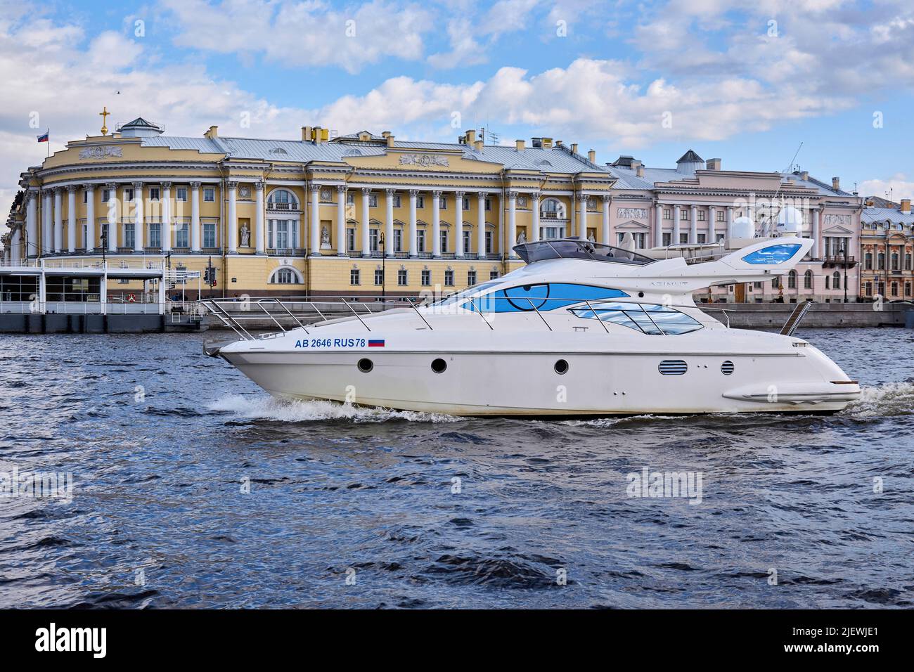 View of the yacht floating on the water Stock Photo - Alamy