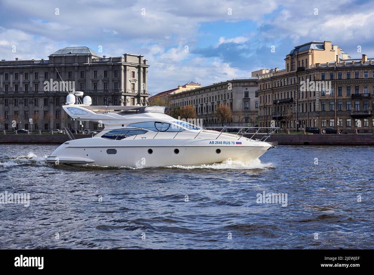 View of the yacht floating on the water Stock Photo - Alamy