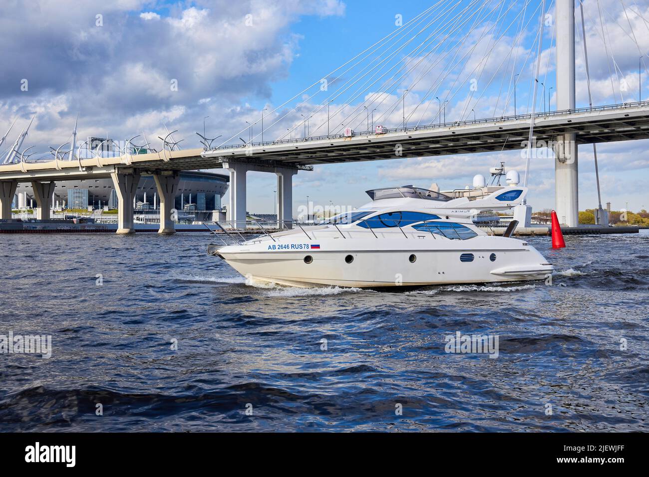 View of the yacht floating on the water Stock Photo - Alamy