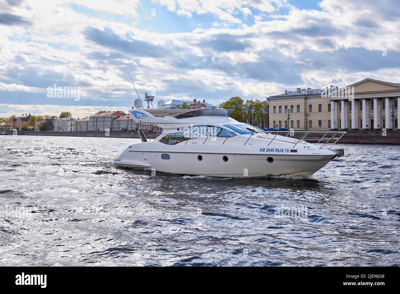 View of the yacht floating on the water Stock Photo - Alamy