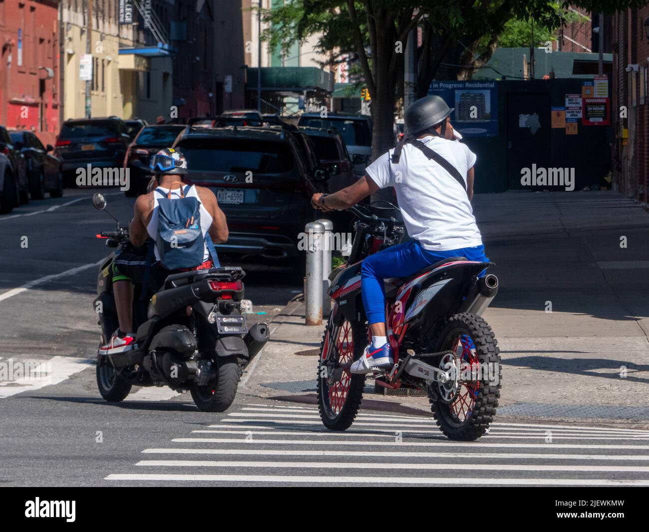 New York, NY, USA. 25th June, 2022. Riding motorcycles in Harlem ...