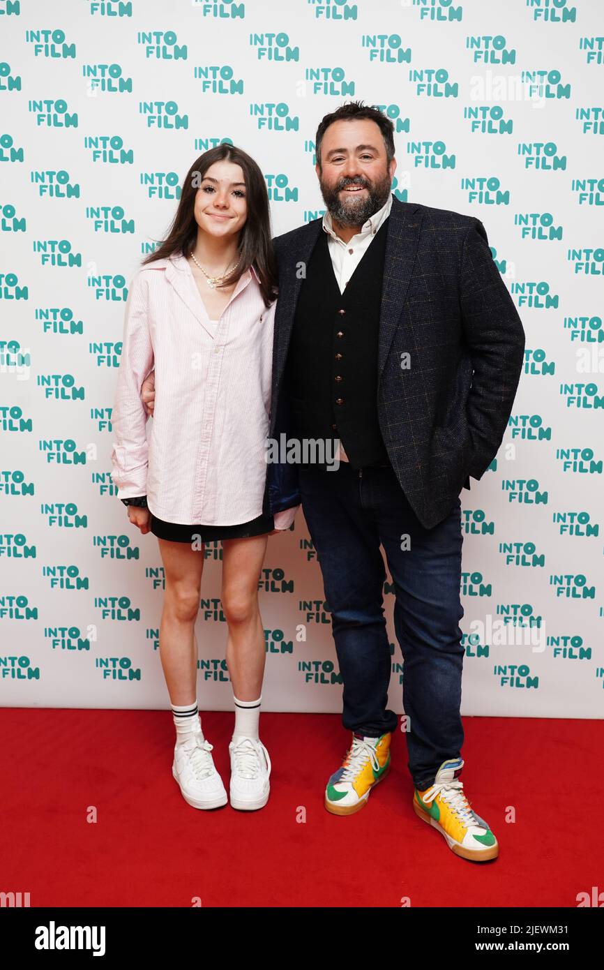 Celyn Jones and daughter Greta arrive at the Into Film Awards at the ...
