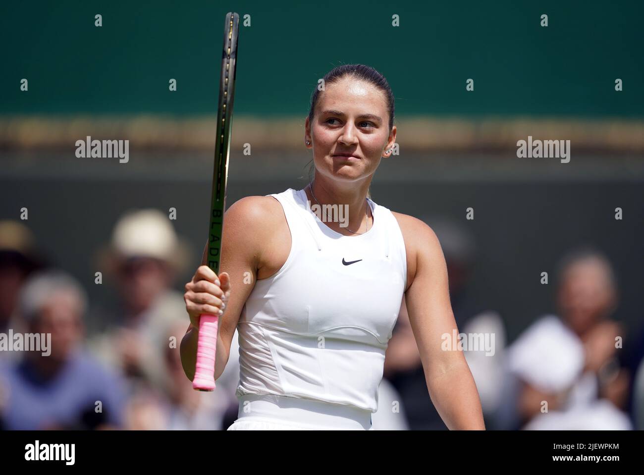 Marta Kostyuk following her match against Katie Swan on day two of the ...