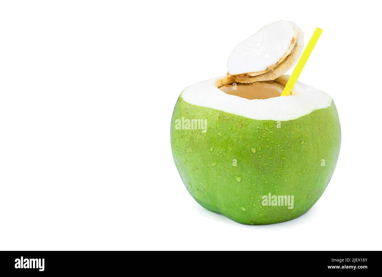 water drop green coconut isolated on white background with clipping ...