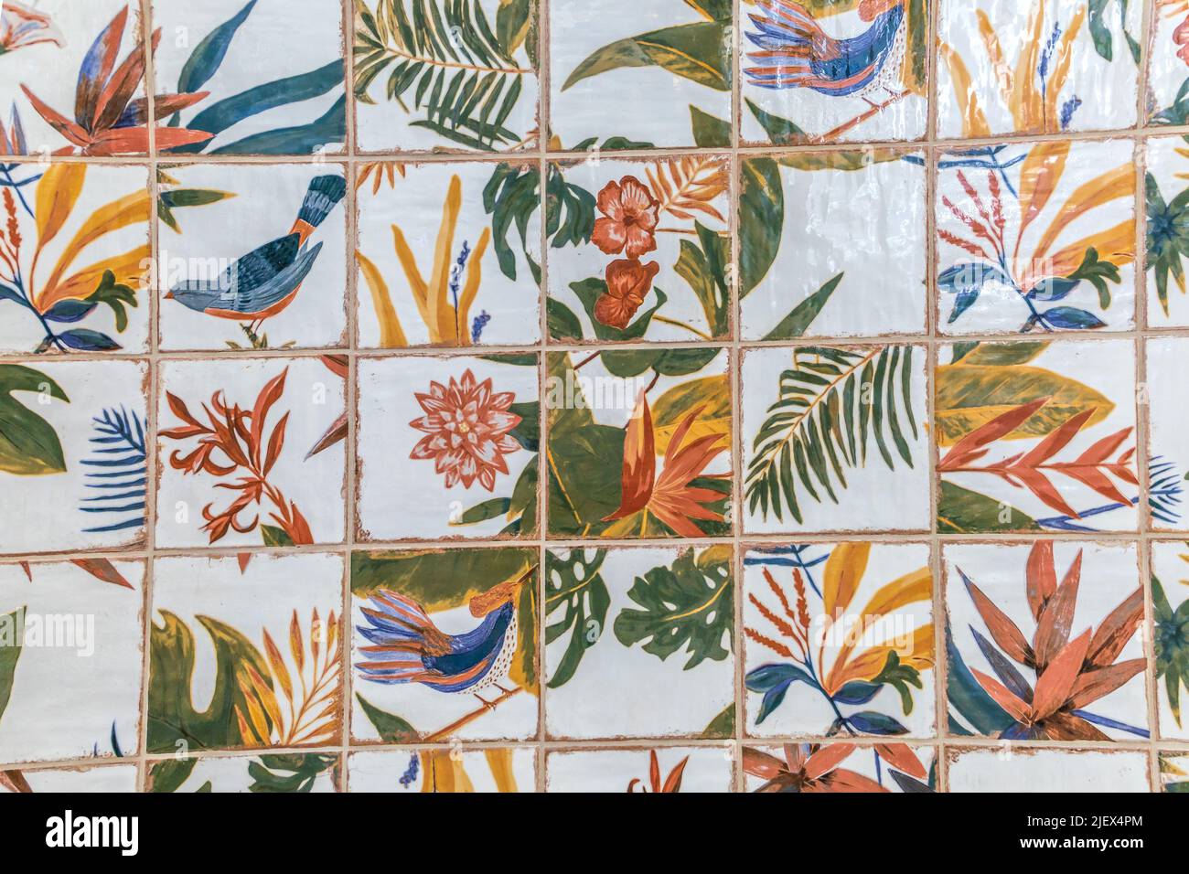 Tropical Hawaiin square ceramic porcelain tile on a wall for a colorful ...