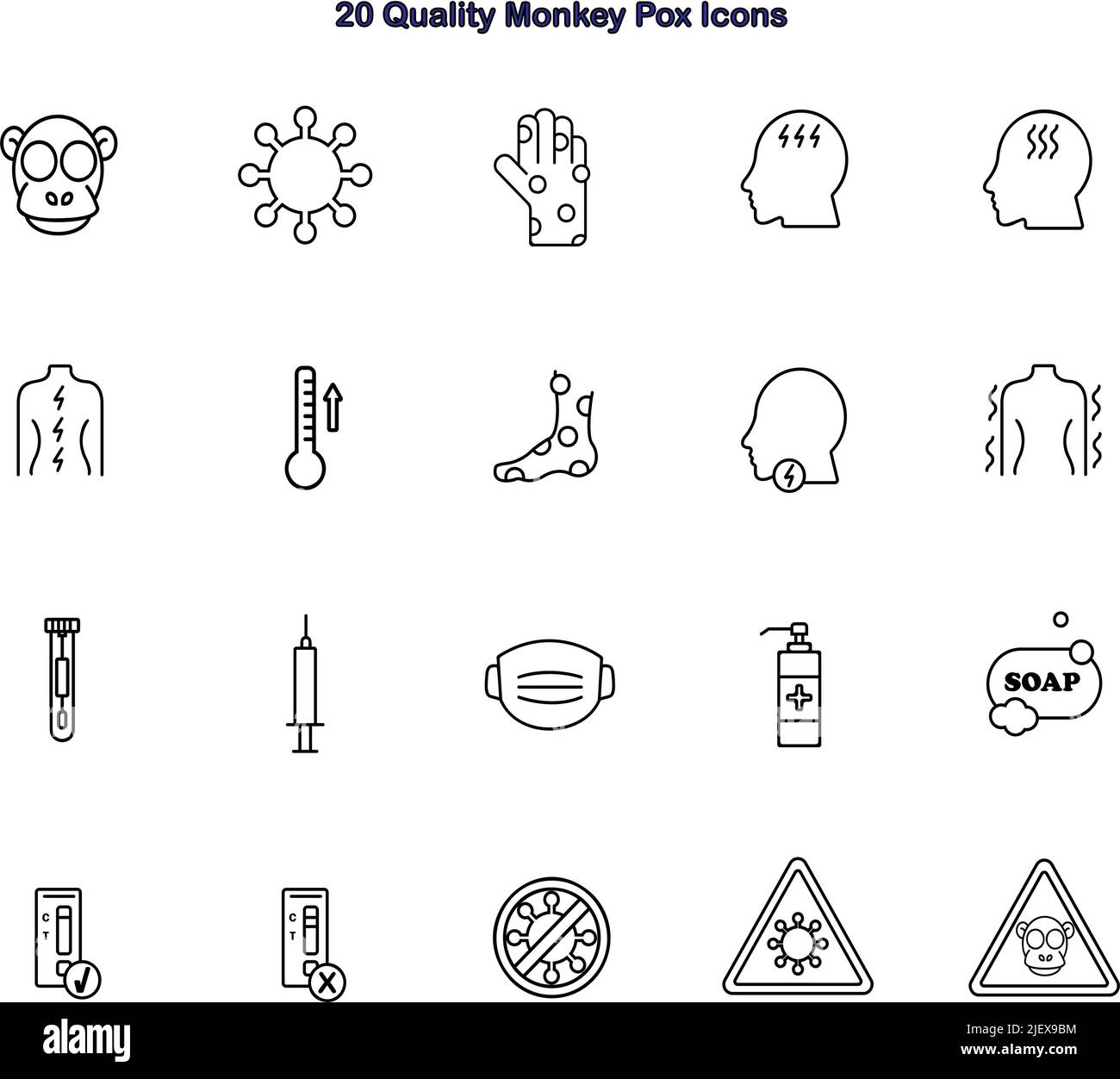 Monkey pox symptoms and prevent icons. Medicine icon pack Stock Vector ...