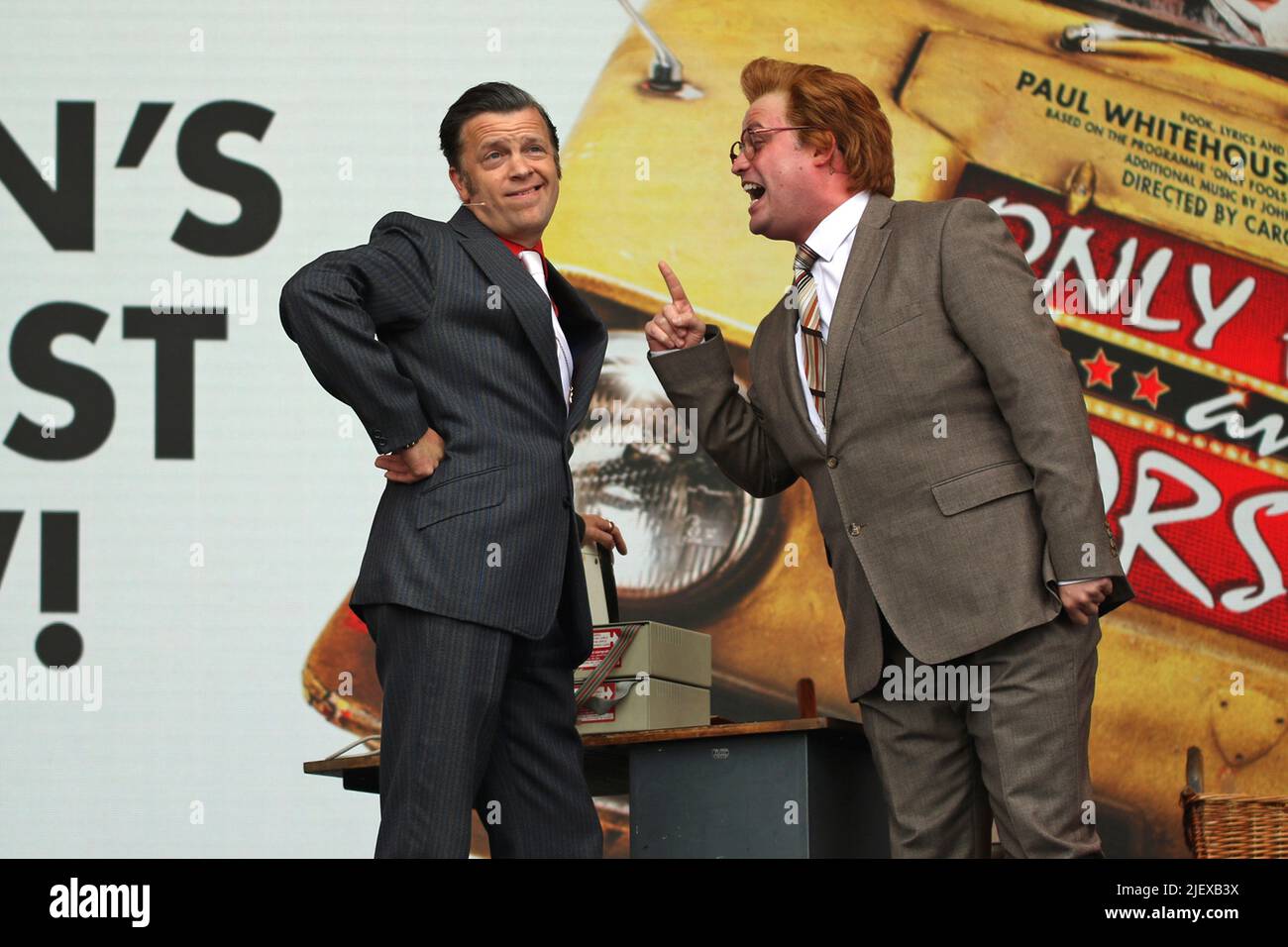 Tom Bennett playing Del Boy ( Derek Trotter ) and Oscar Conlon-Morrey ...