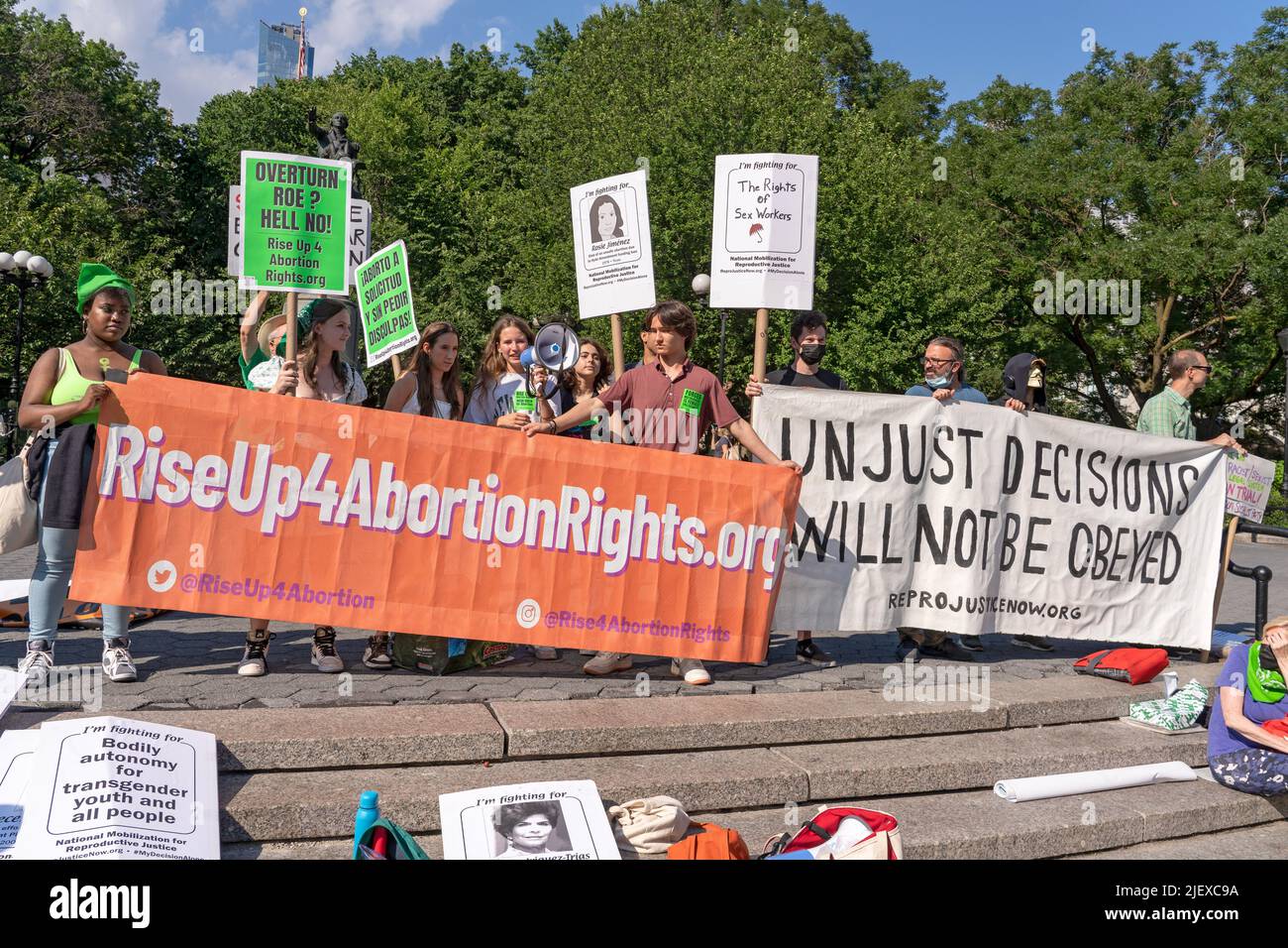 New York, United States. 24th June, 2022. Activists holding signs and ...