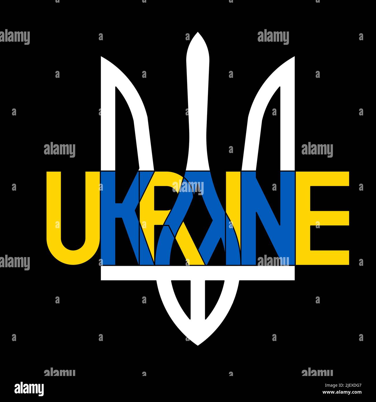 Creative combination of Ukrainian state coat of arms and lettring ...