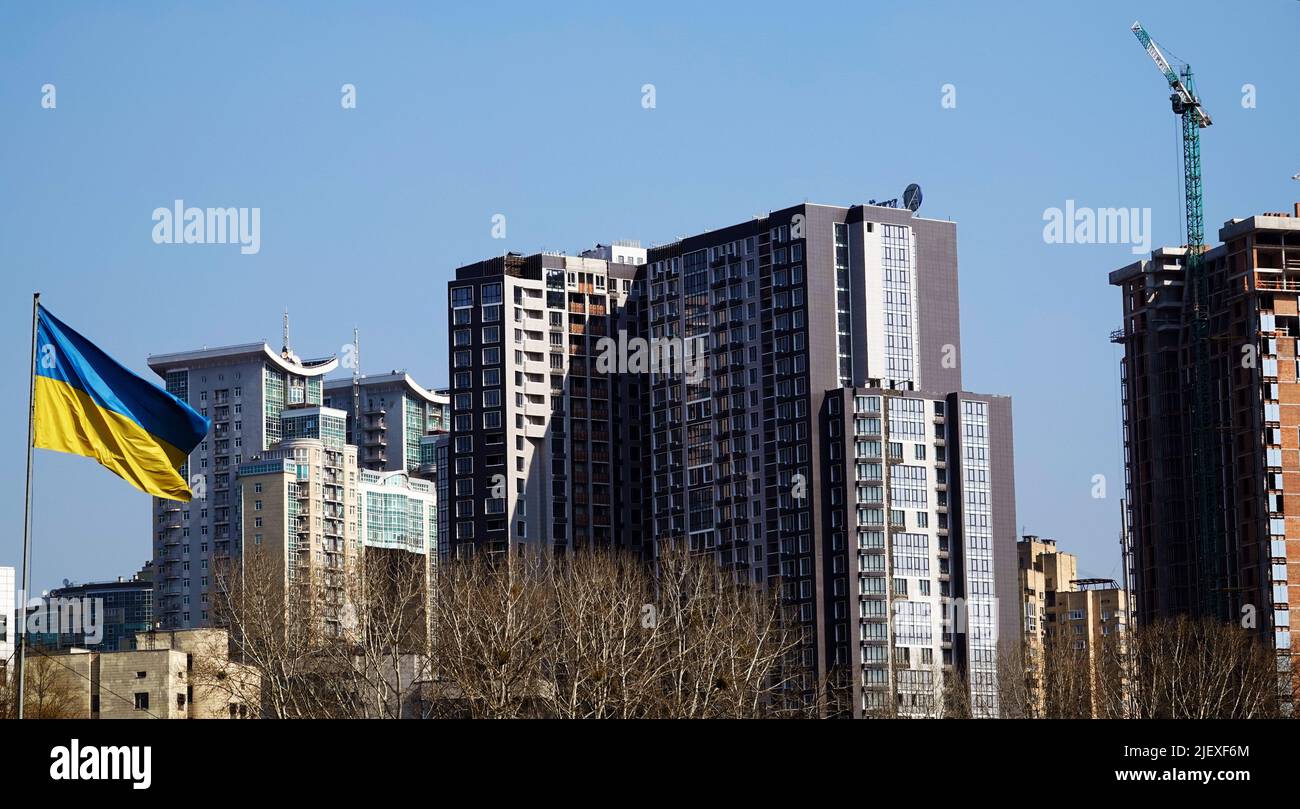 Kiev, Ukraine March 18, 2020: New buildings and residential blocks ...