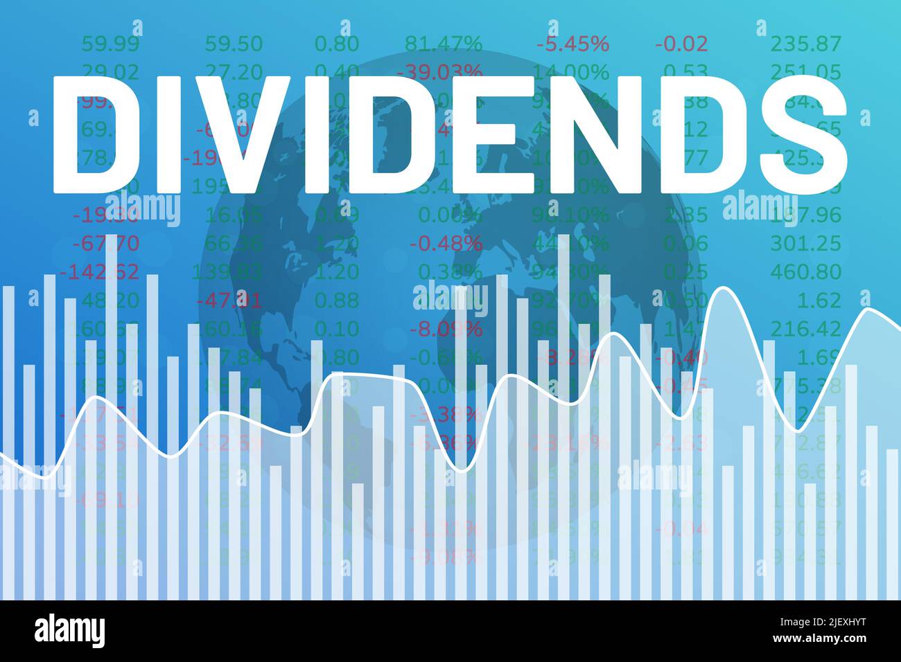Word Dividends on blue finance background. Stock market concept Stock ...