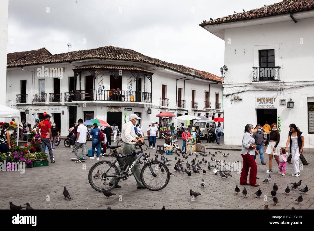 POPAYAN, COLOMBIA - MAY, 2022: Beautiful corner at Popayan city center ...