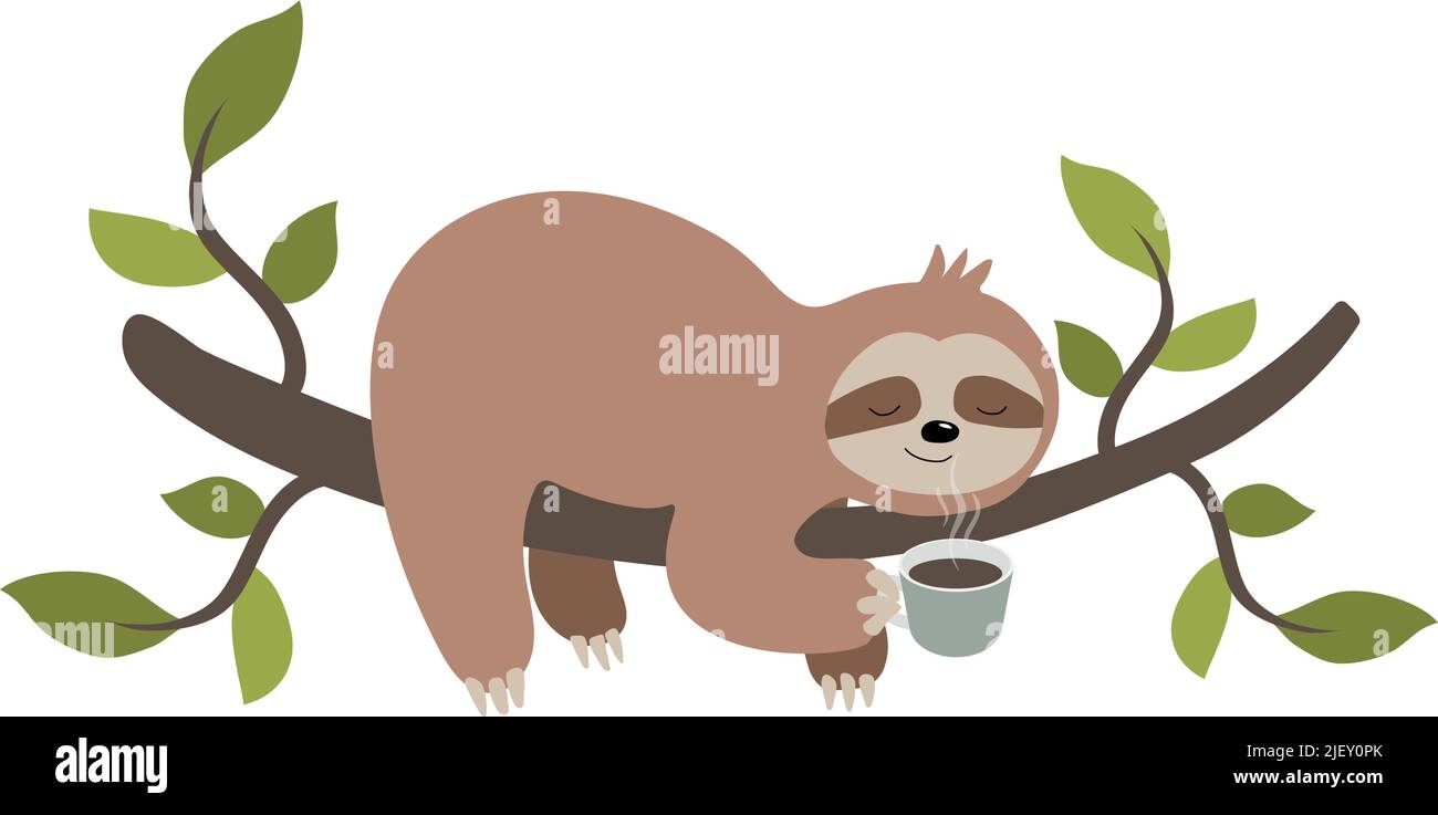 Sloth Clipart-cute sloth animal leaning on a tree branch clip art😼 Viva ...