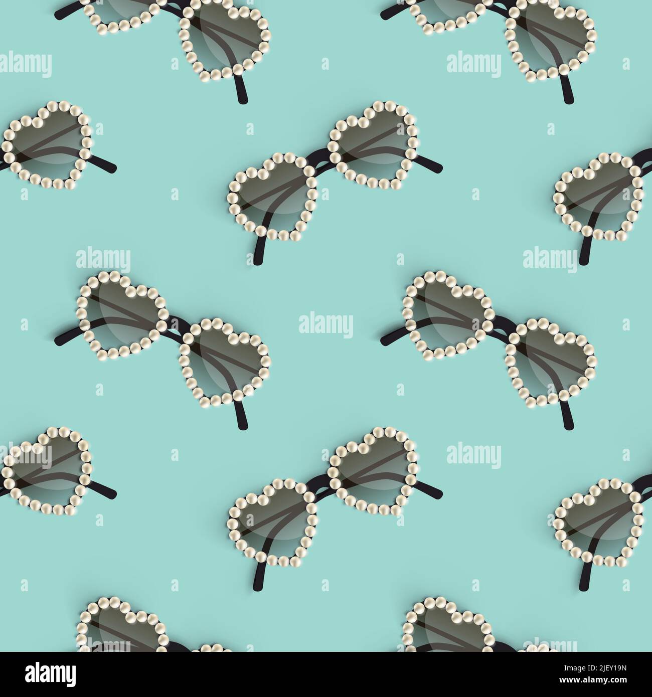 Realistic posh heart shaped sunglasses decorated with pearls over ...