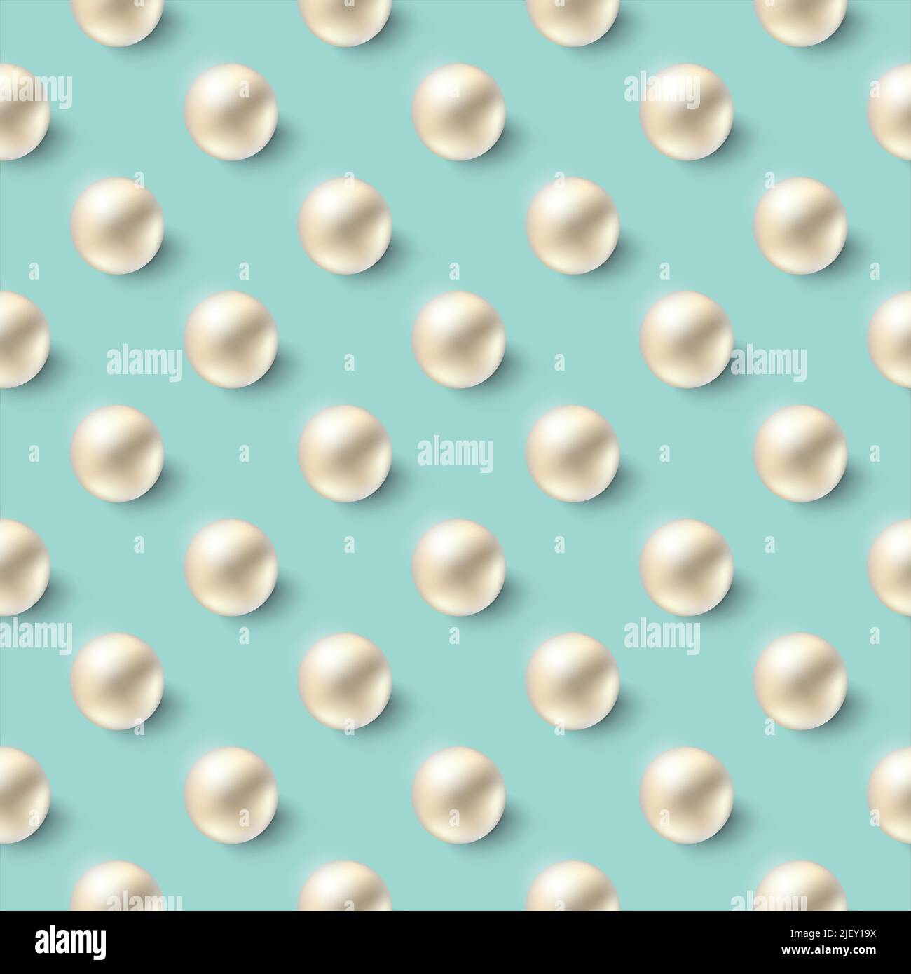 Realistic pearls over turquoise background. Vector seamless pattern ...