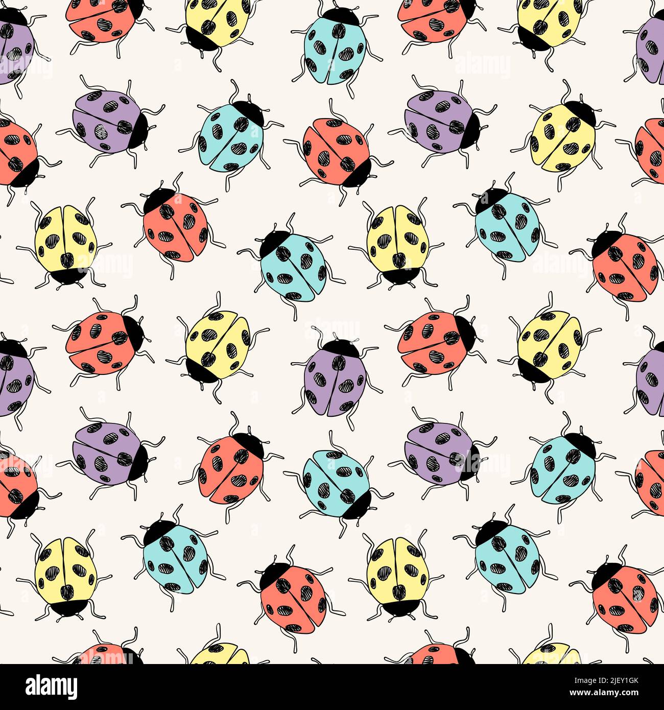 Vector seamless colorful pattern of different hand drawn doodle ...