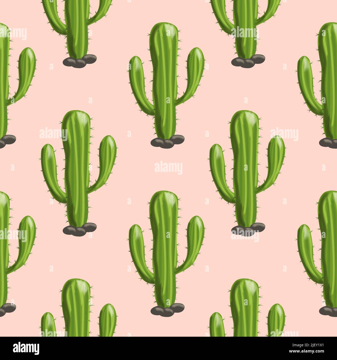 Hand drawn saguaro cactus seamless pattern Stock Vector Image & Art - Alamy