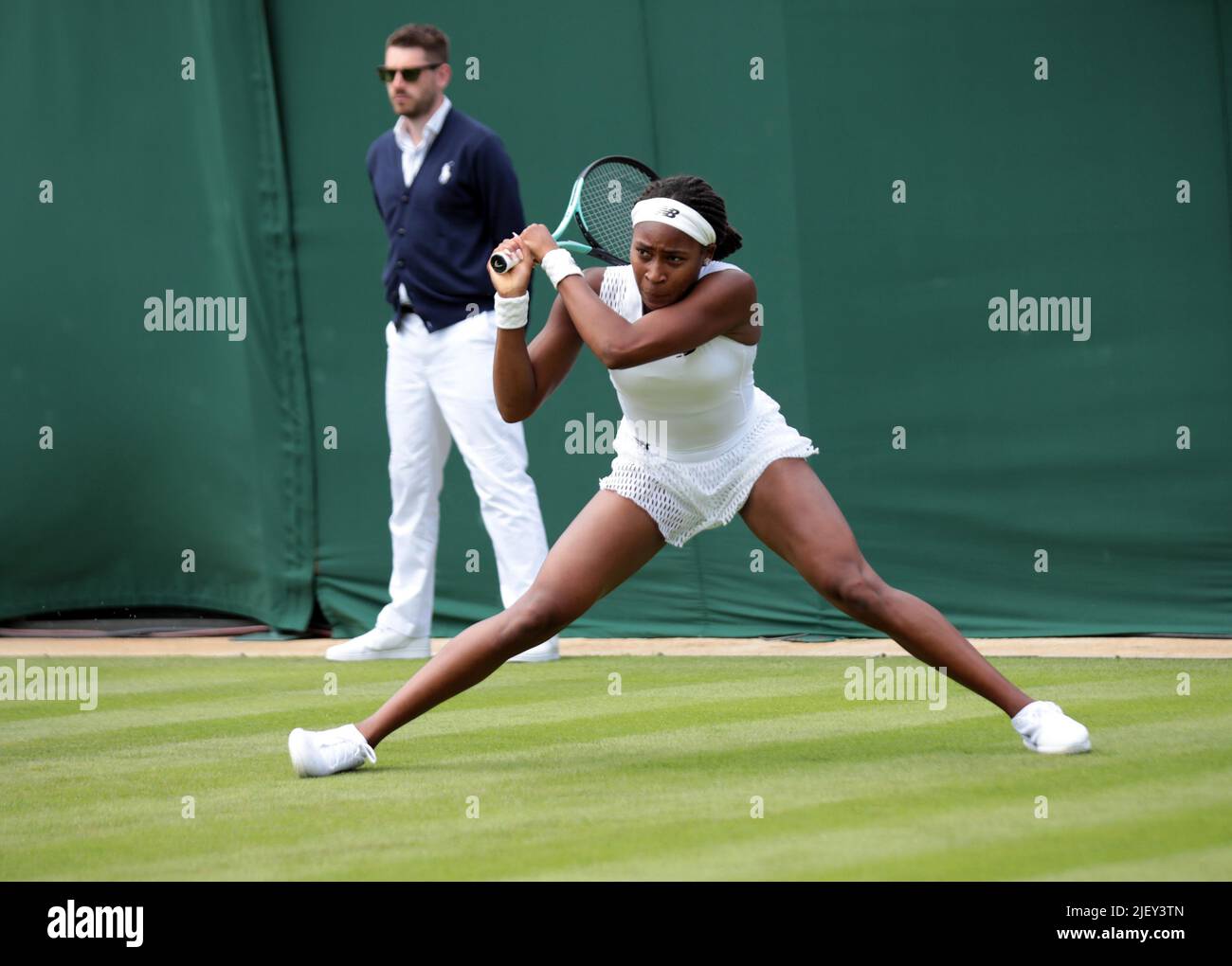 London, UK. 28th June, 2022. American Coco Gauff in action in her first ...
