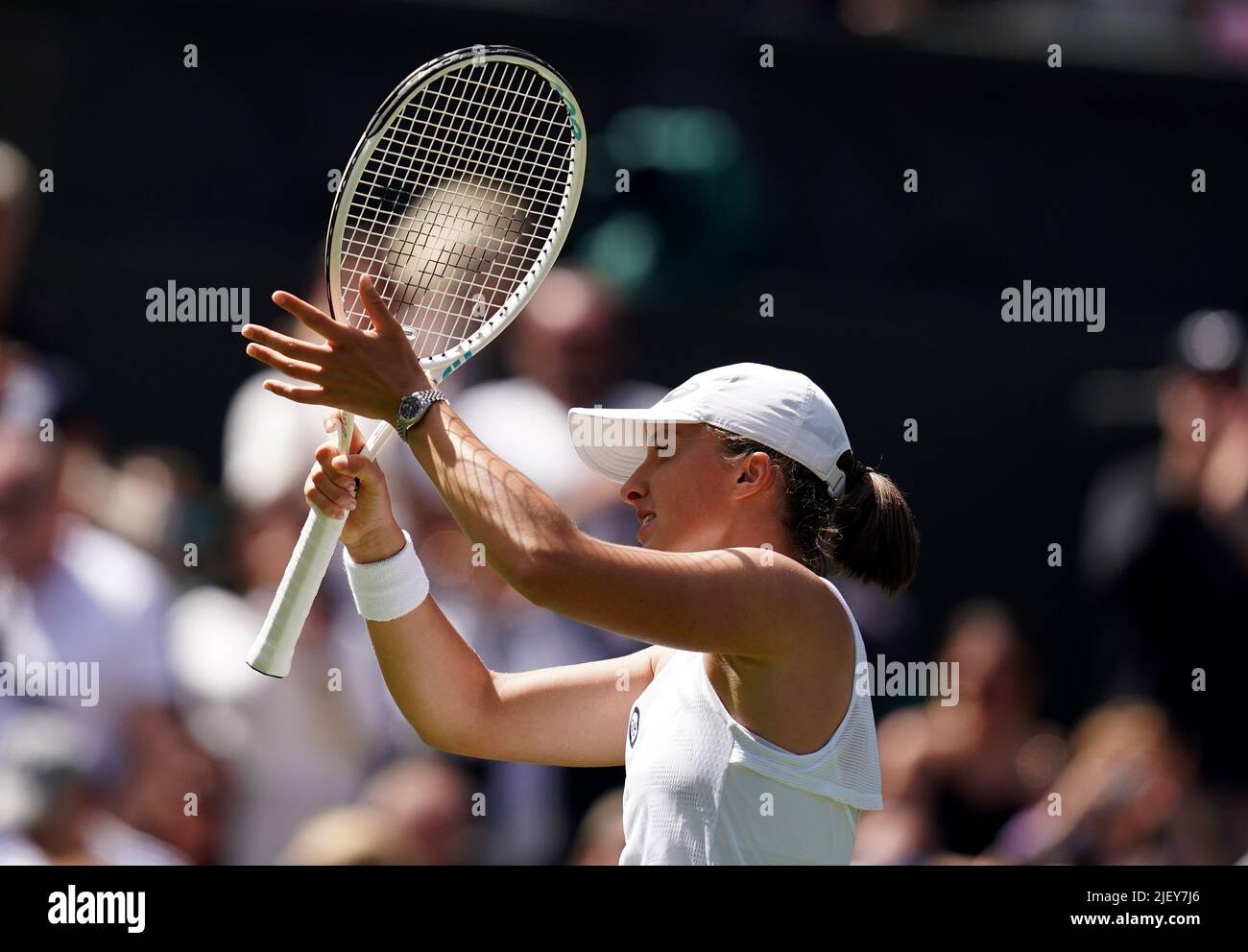 Iga Swiatek celebrates victory over Jana Fett on day two of the 2022 ...