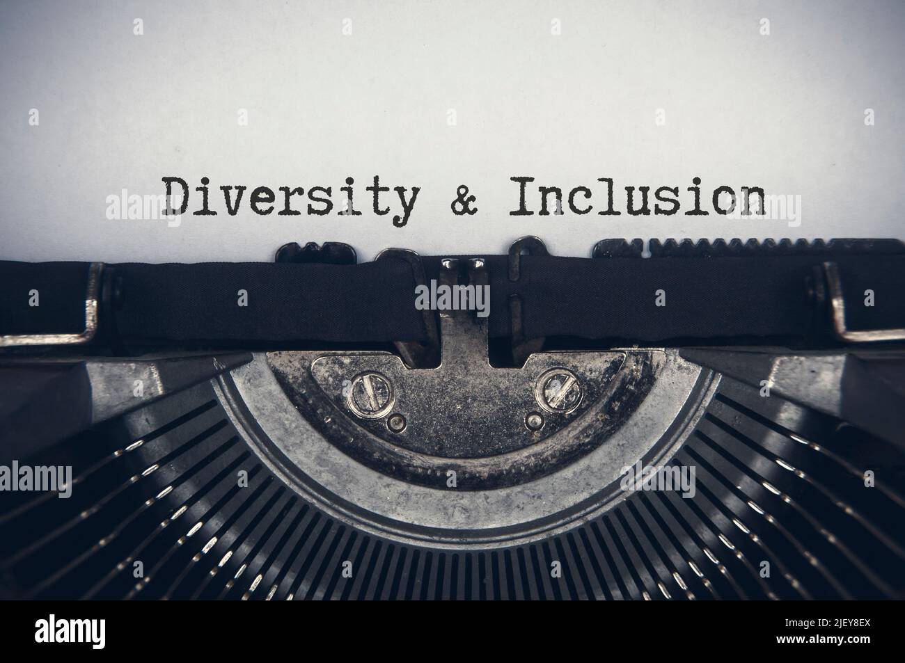 Diversity and inclusion text on an old typewriter. Business culture ...