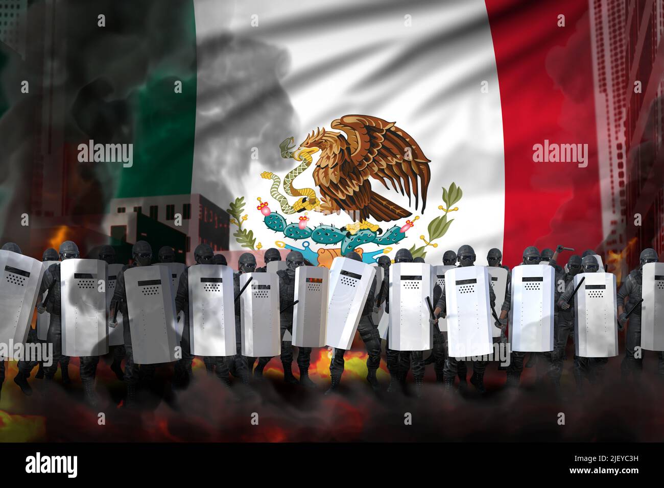 Mexico police special forces on city street are protecting order ...