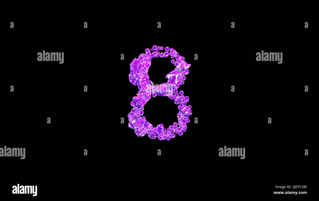 number 8 made of purple lux gems or symbol on black, isolated - object ...