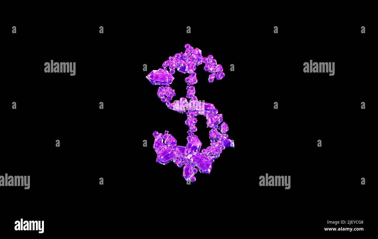 dollar - peso sign made of pink fashion brilliants or symbol on black ...