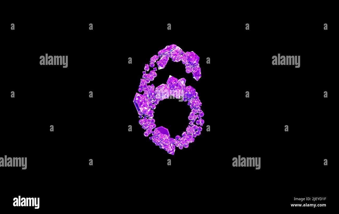 number 6 made of rose luxury brilliants or symbol on black, isolated ...