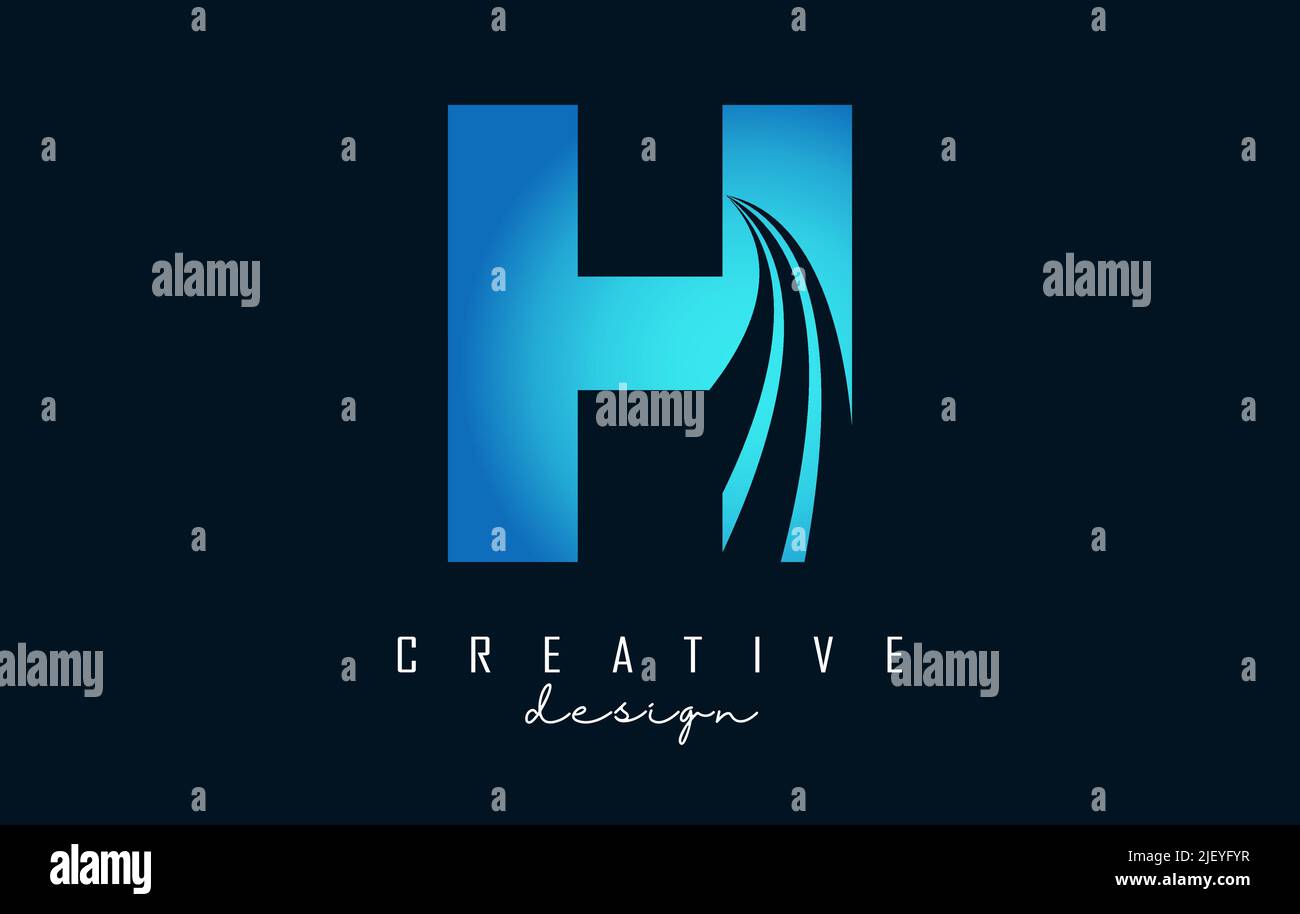 Creative letter H logo with leading lines and road concept design ...