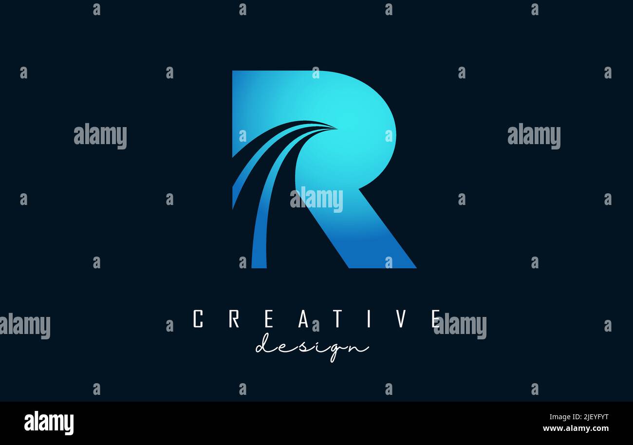 Creative letter R logo with leading lines and road concept design ...