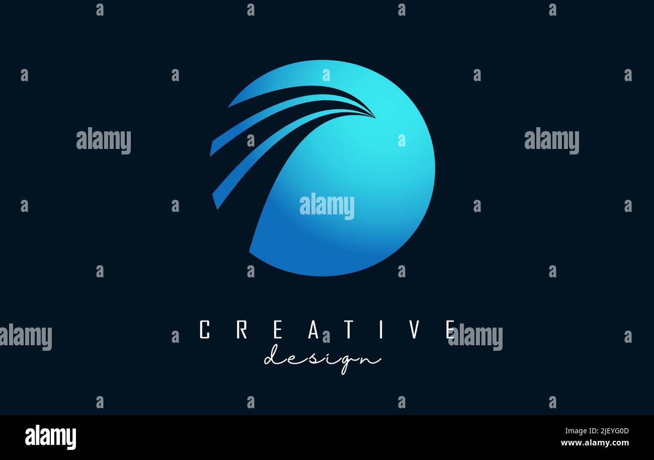 Creative letter O logo with leading lines and road concept design ...