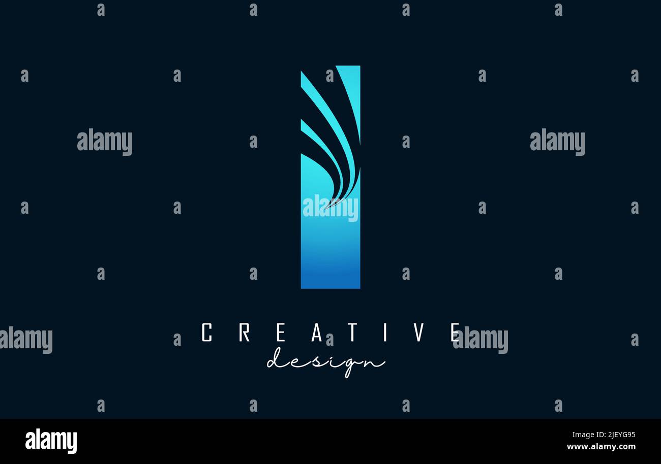 Creative letter i logo with leading lines and road concept design ...