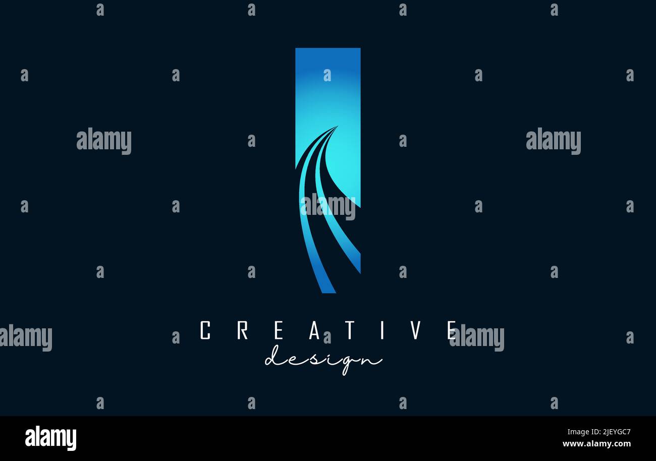 Creative letter i logo with leading lines and road concept design ...