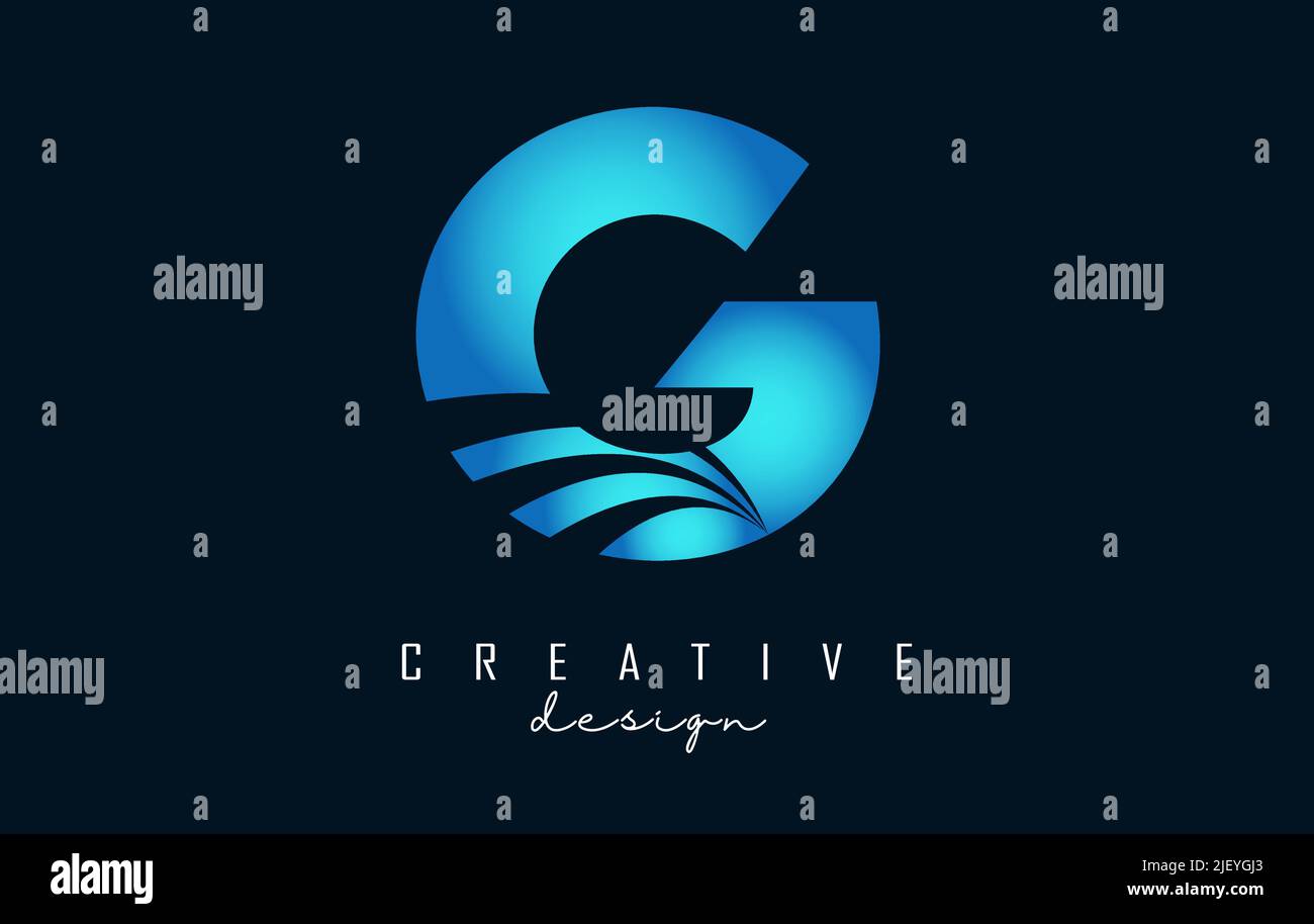 Creative letter G logo with leading lines and road concept design ...