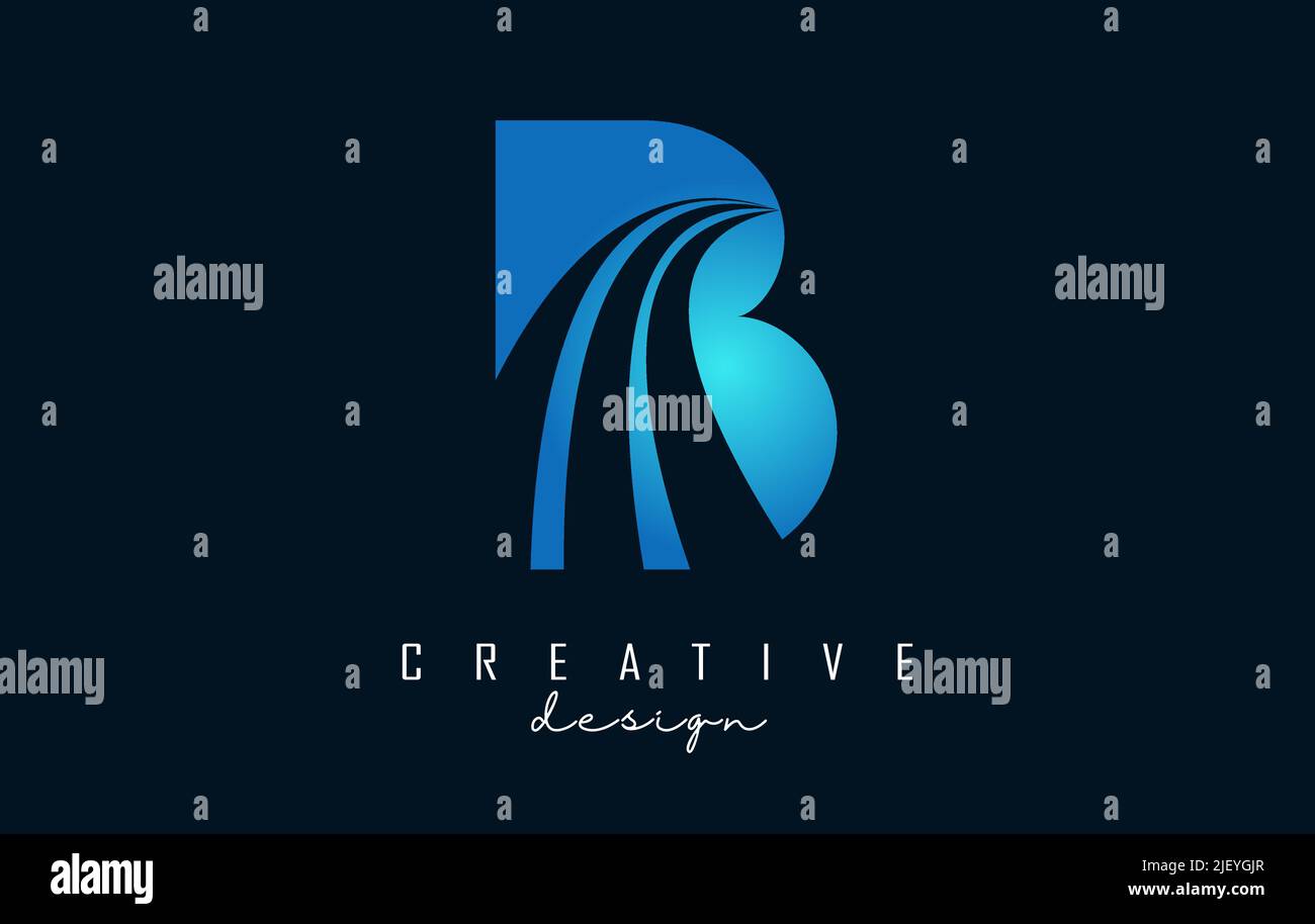 Creative letter B logo with leading lines and road concept design ...