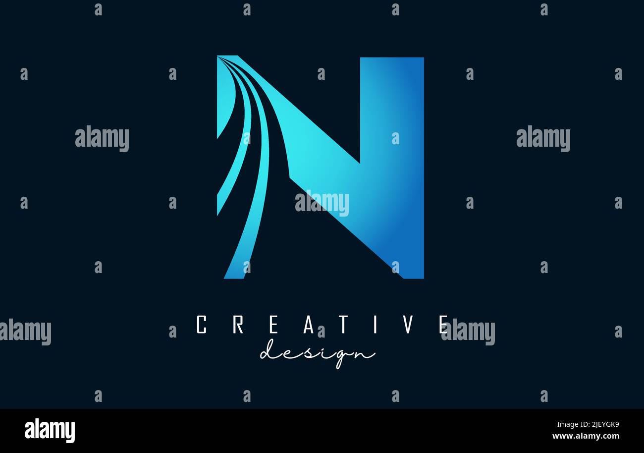 Creative letter N logo with leading lines and road concept design ...
