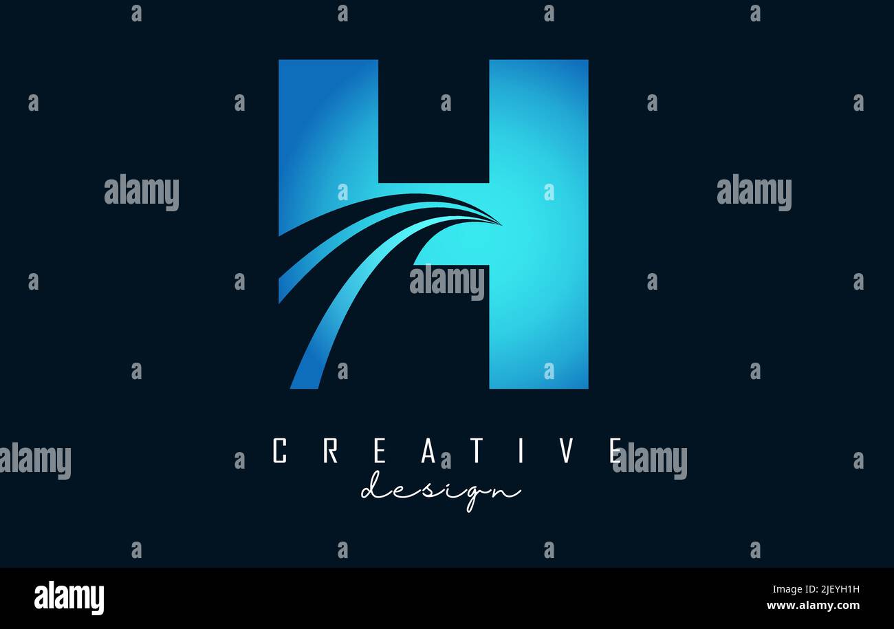 Creative letter H logo with leading lines and road concept design ...