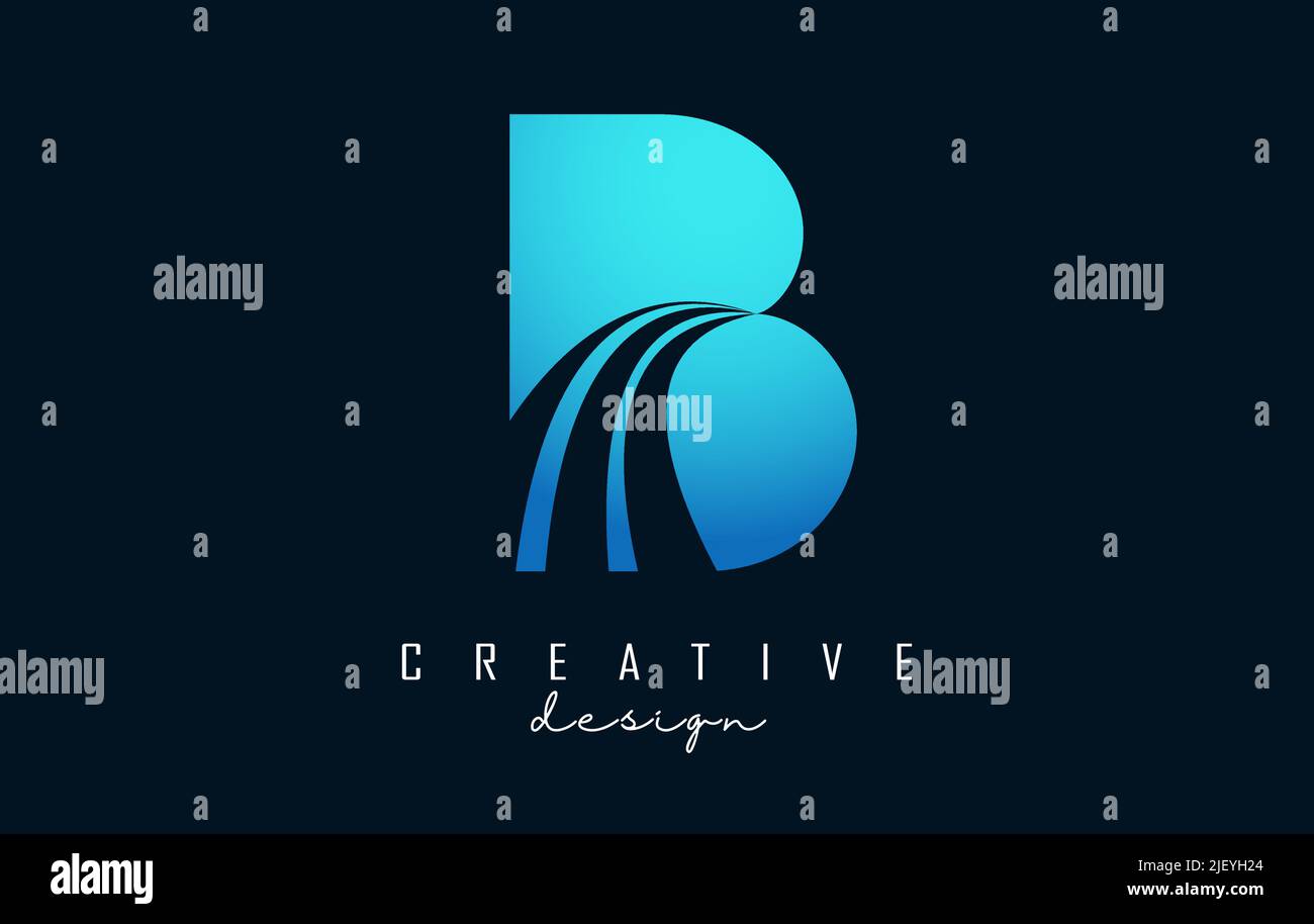Creative letter B logo with leading lines and road concept design ...