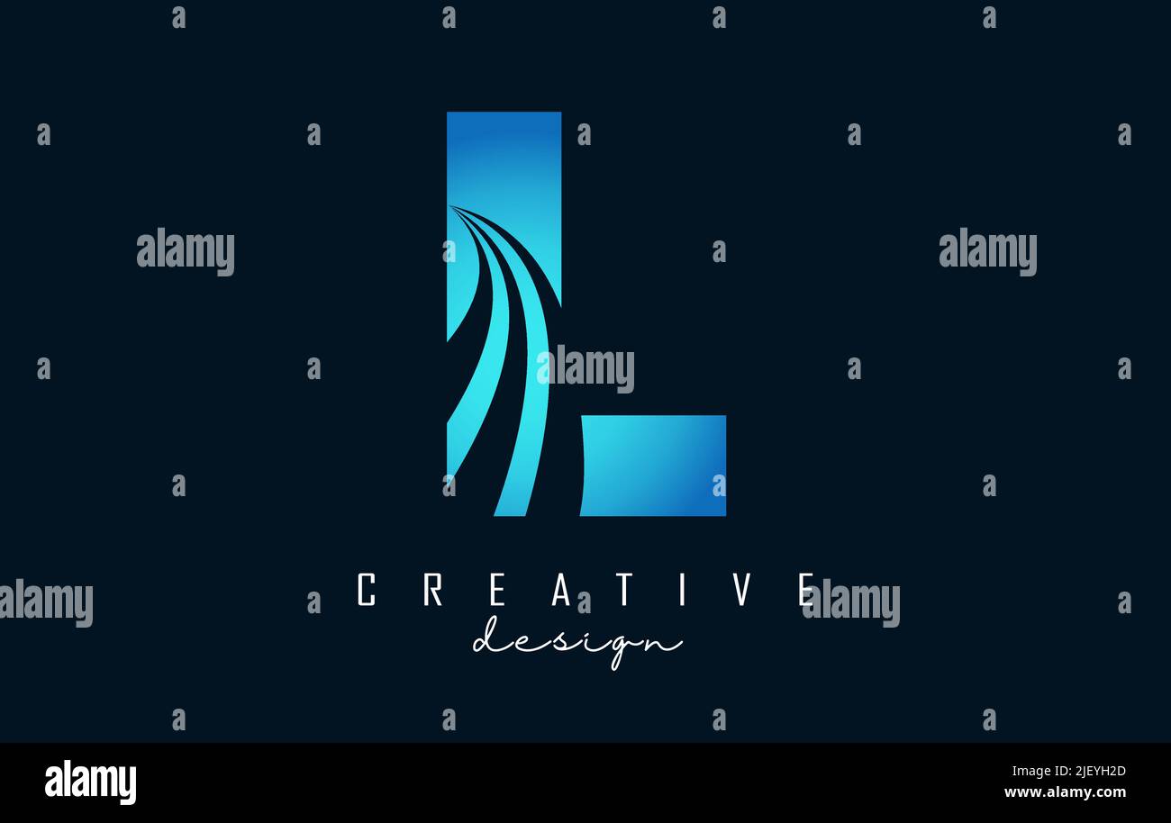 Creative letter L logo with leading lines and road concept design ...