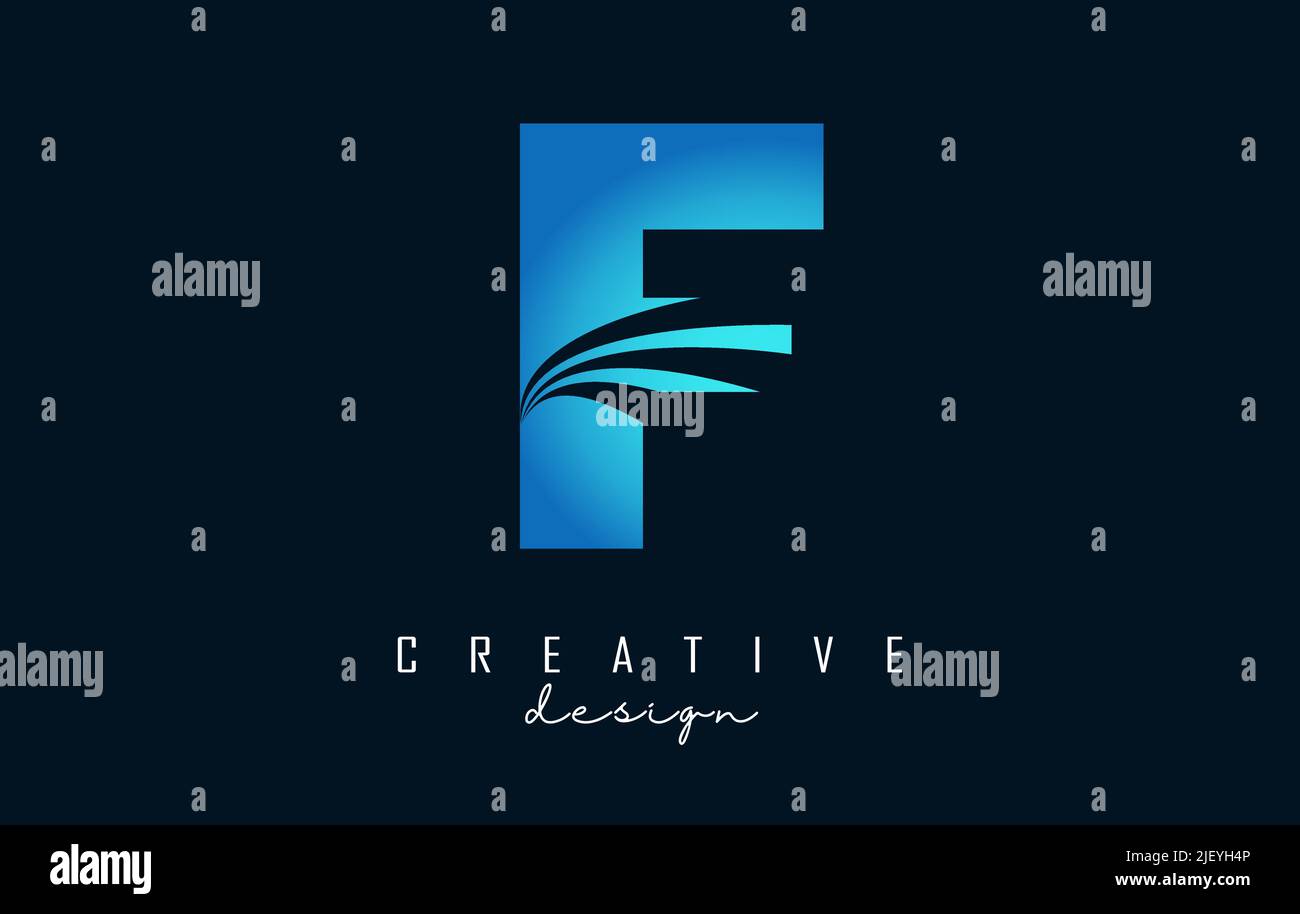 Creative letter F logo with leading lines and road concept design ...