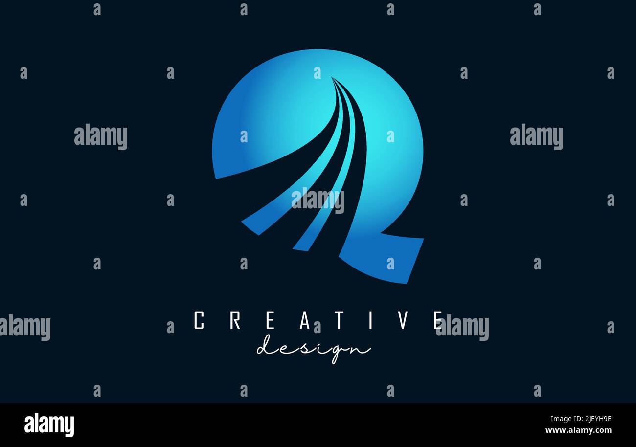 Creative letter Q logo with leading lines and road concept design ...