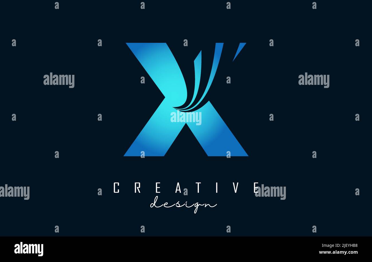 Creative letter X logo with leading lines and road concept design ...