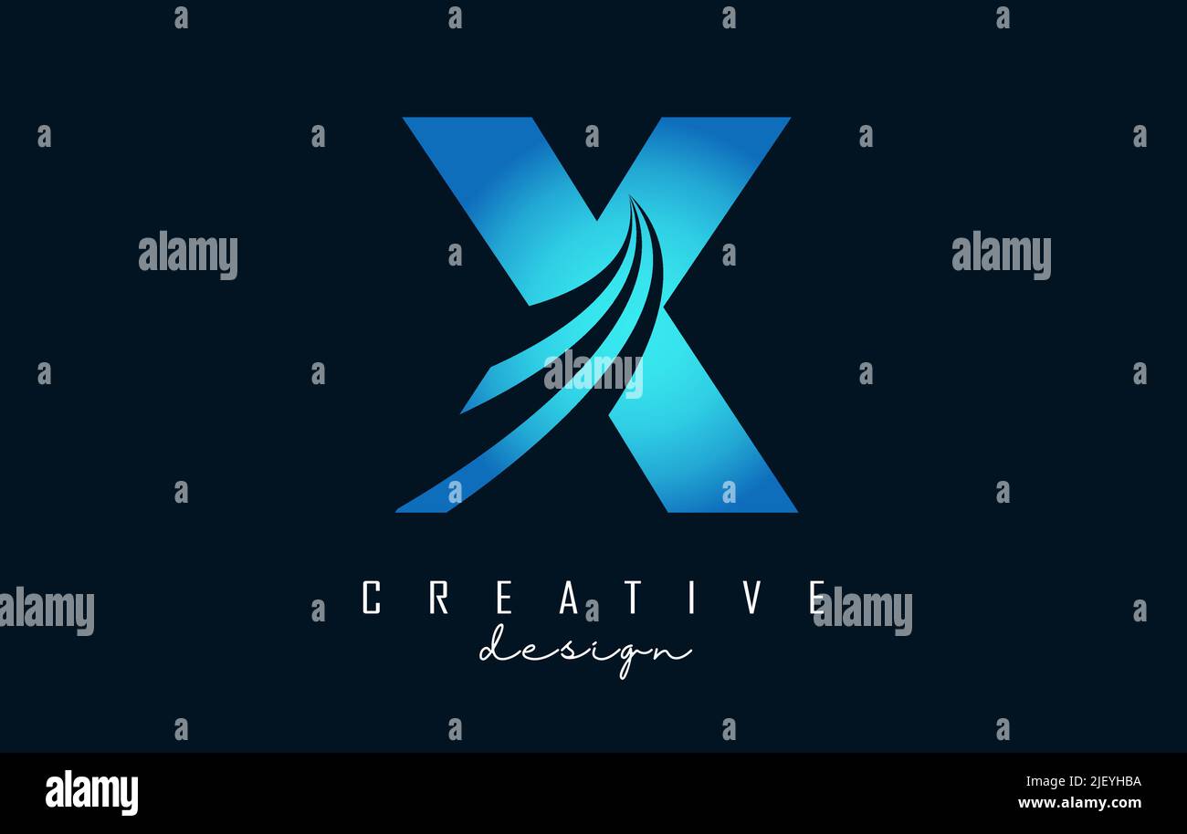 Creative letter X logo with leading lines and road concept design ...