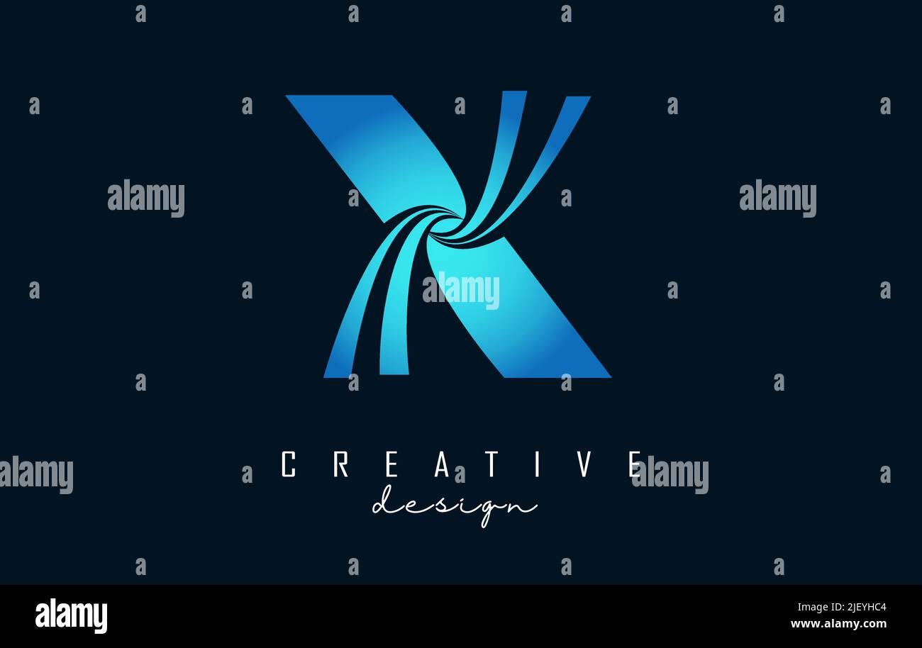Creative letter X logo with leading lines and road concept design ...