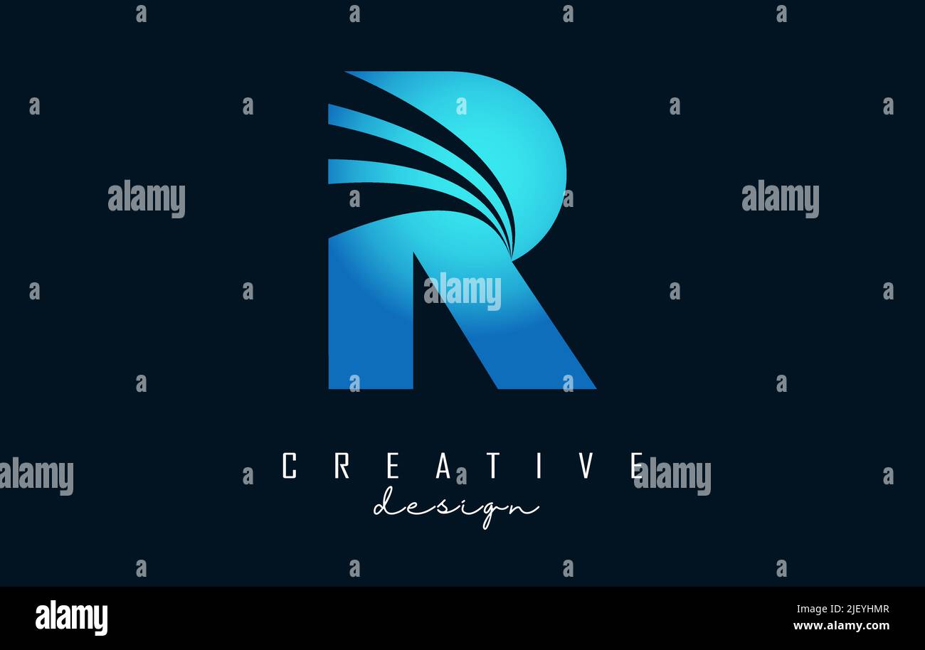 Creative letter R logo with leading lines and road concept design ...