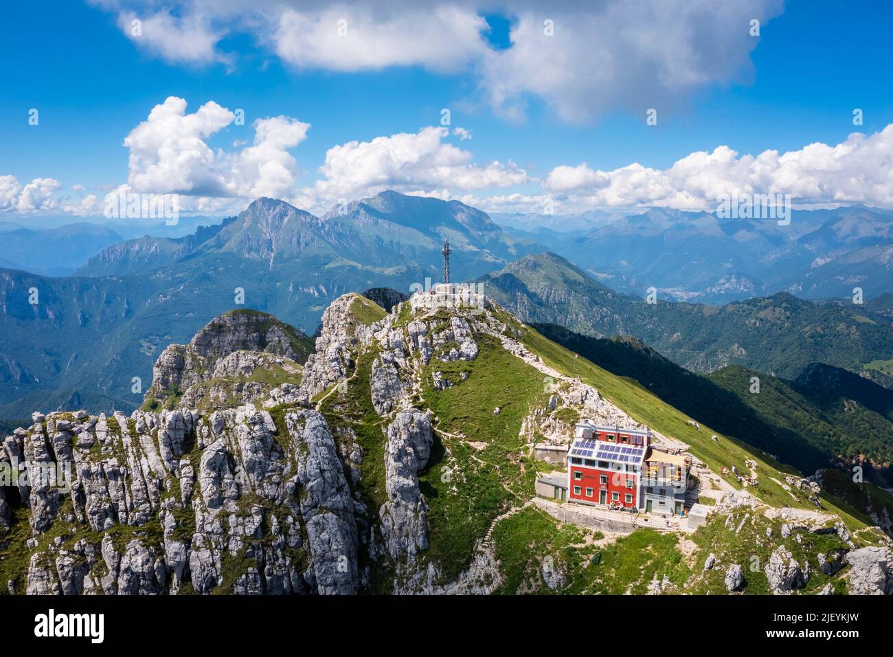 Aerial view of the top of Monte Resegone and Rifugio Azzoni. Lecco ...