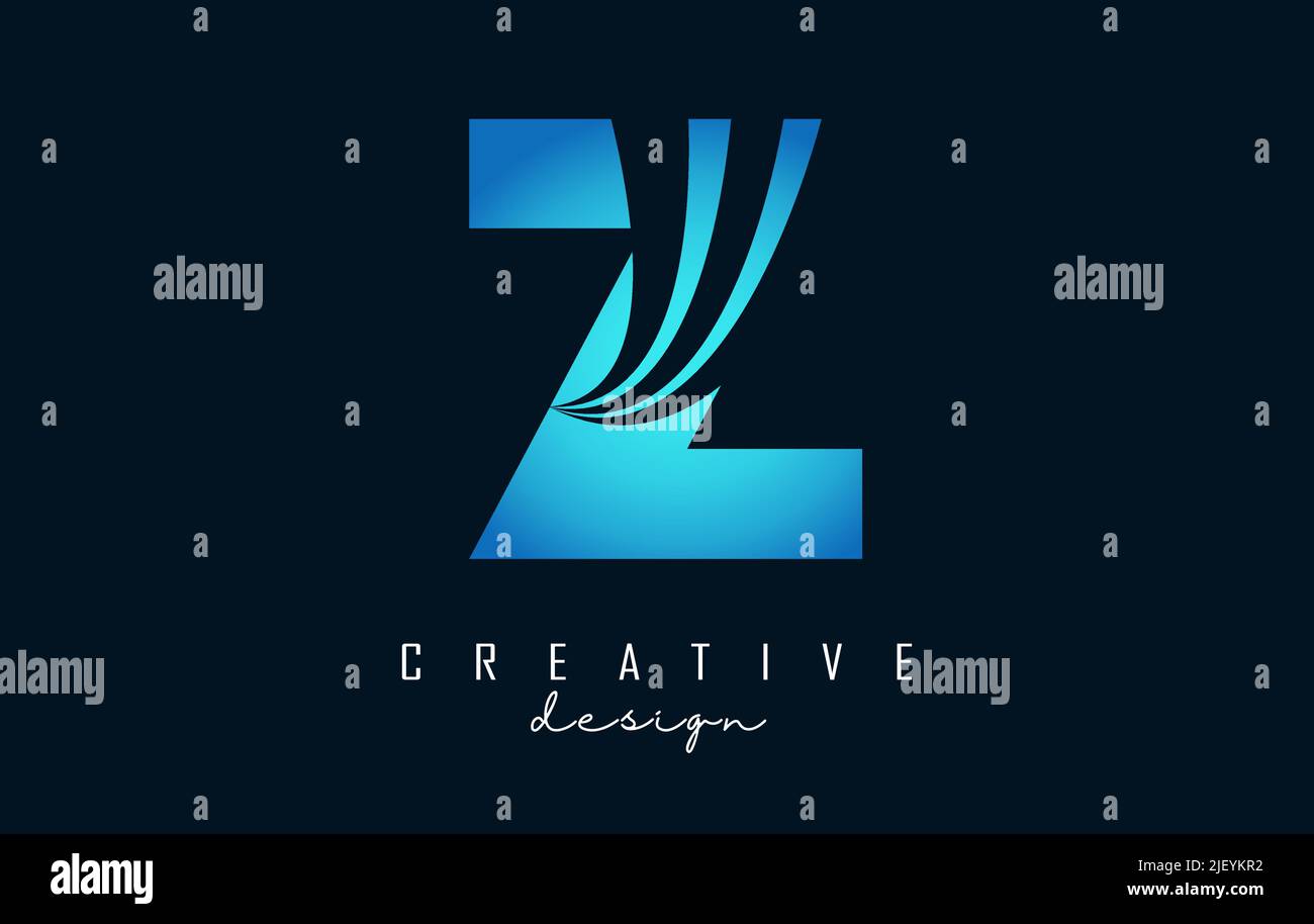 Creative letter Z logo with leading lines and road concept design ...