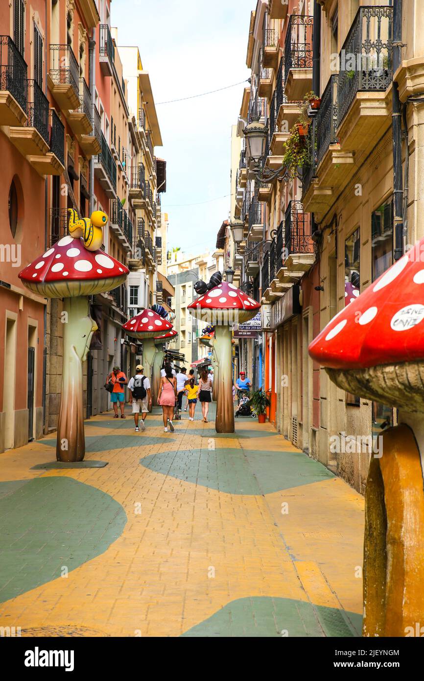 Alicante, Spain- June 26, 2022: The famous "Mushroom street" in ...