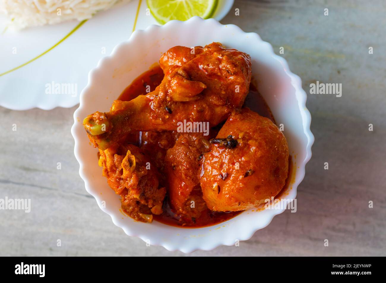 delicious Bengali style chicken curry is ready to serve Stock Photo - Alamy
